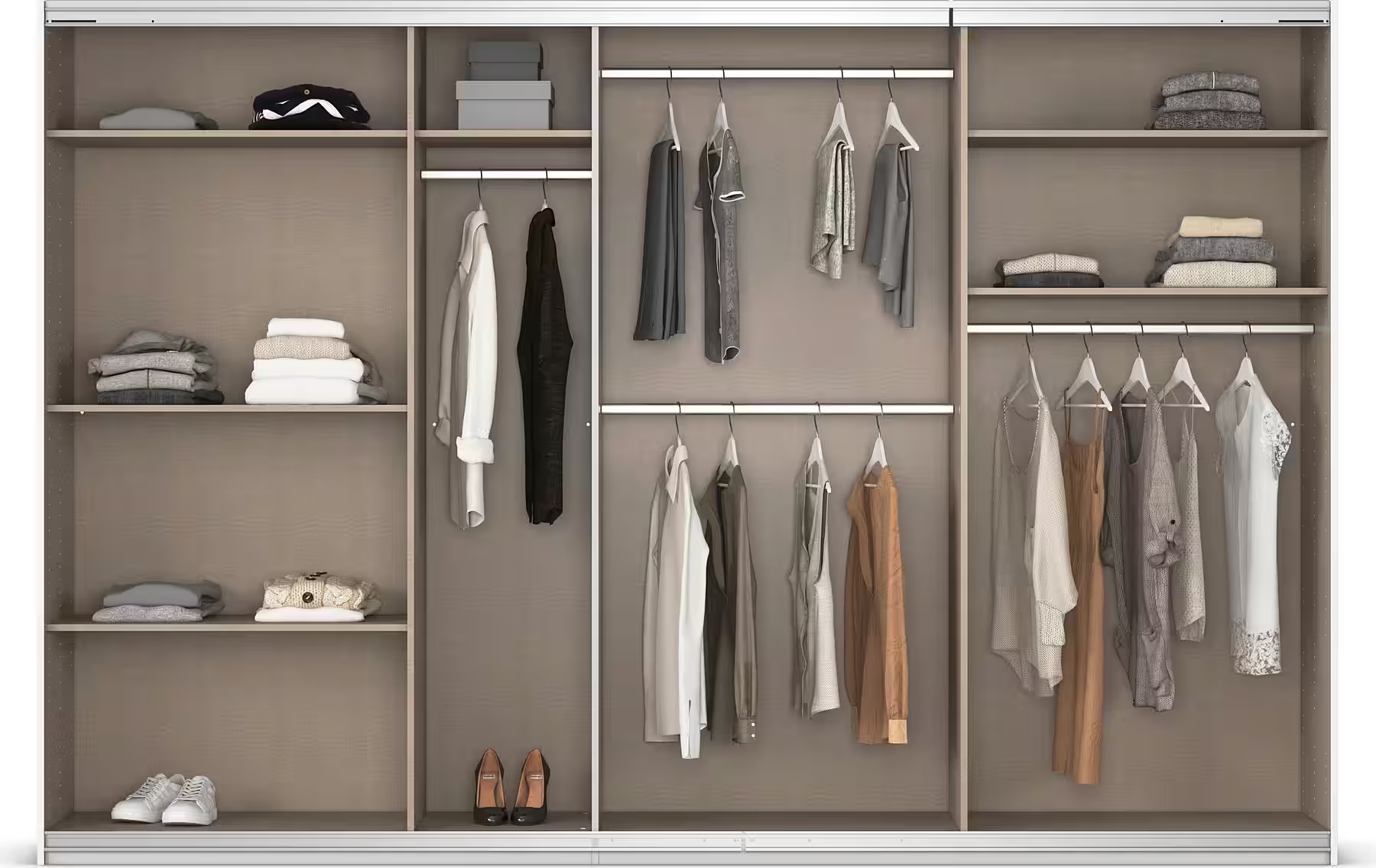 Dressing 315 cm lungime, 3 uși glisante, fronturi lucioase, oglindă pe ...